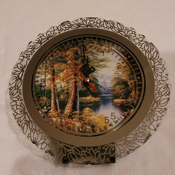 Tianguan | Accents | Vintage Tianguan Glass Clock Wooded Scene New In ...